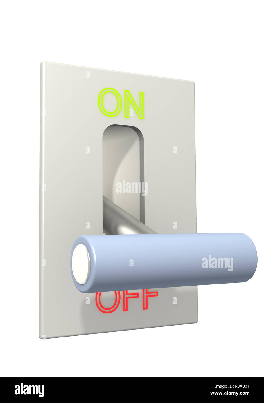 3d lever on position off. Object over white Stock Photo - Alamy