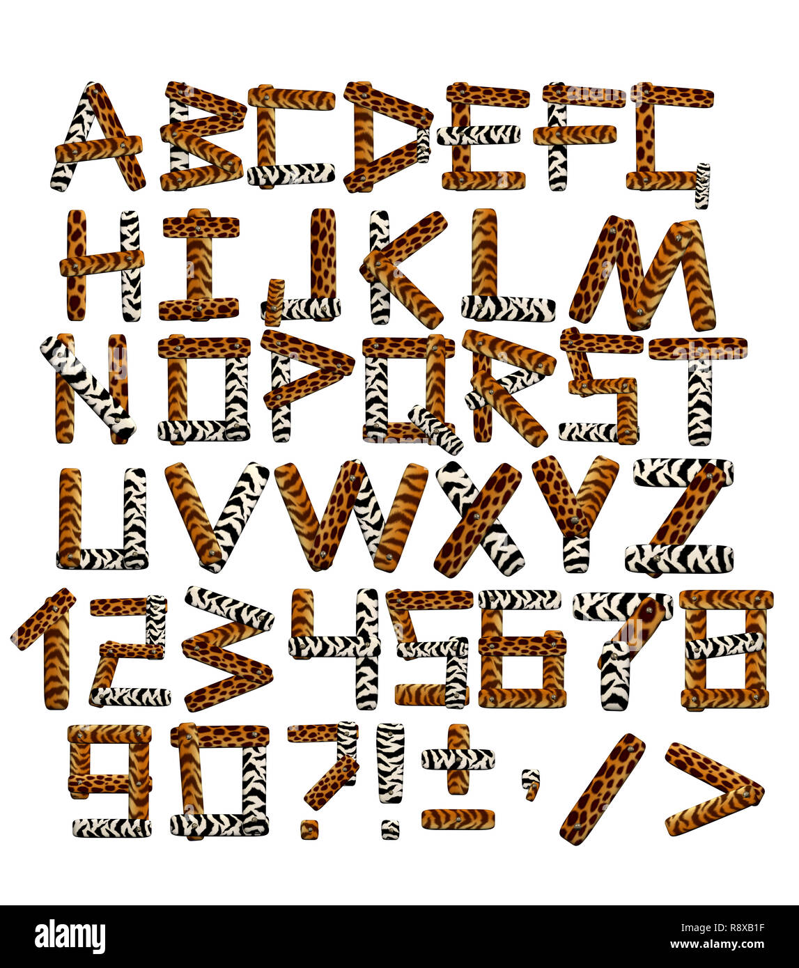 Alphabet in style of a safari Stock Photo - Alamy