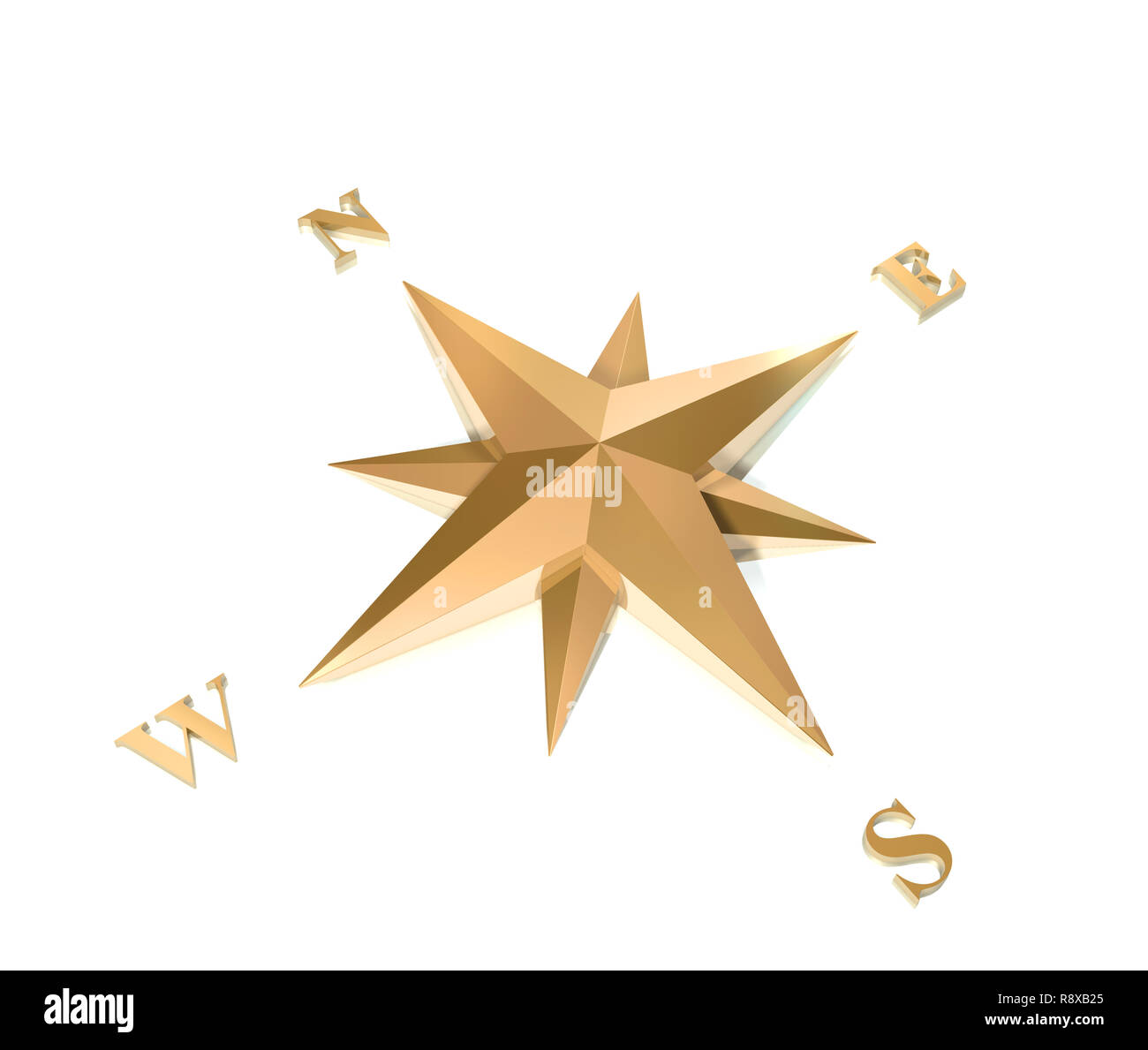 3d gold compass - object over white Stock Photo - Alamy