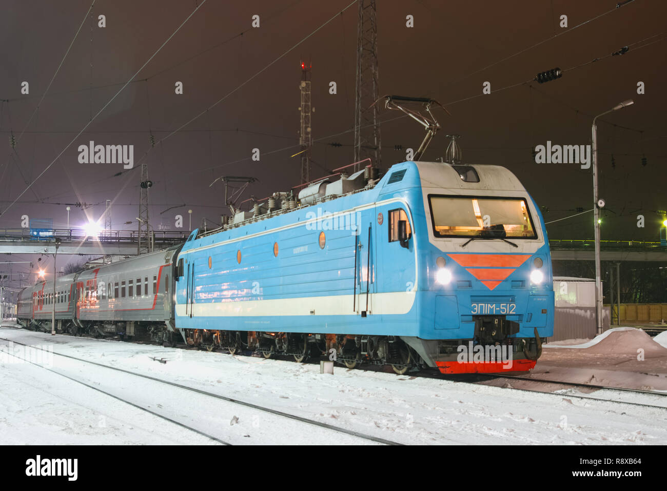 Novosibirsk, Russia - January 24, 2018: locomotive or engine is a rail ...