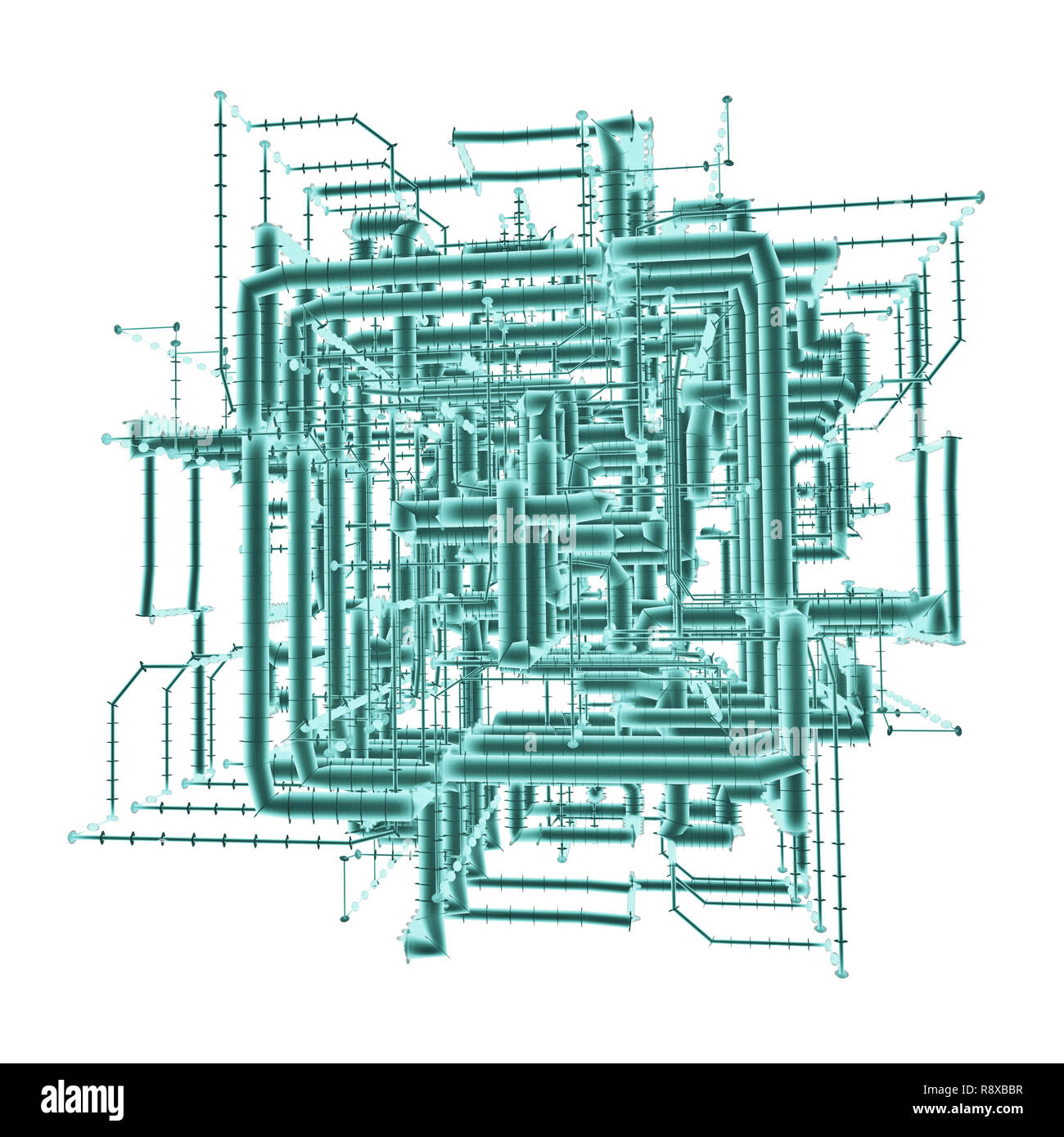 Industrial Pipe System Isolated On White Background Stock Photo - Alamy