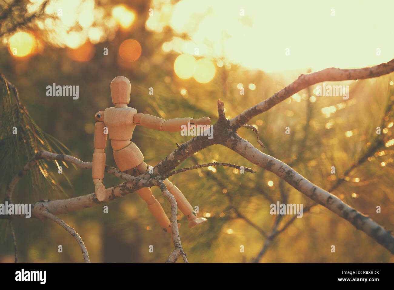 concept of vision and different thinking. wooden dummy sitting on top ...