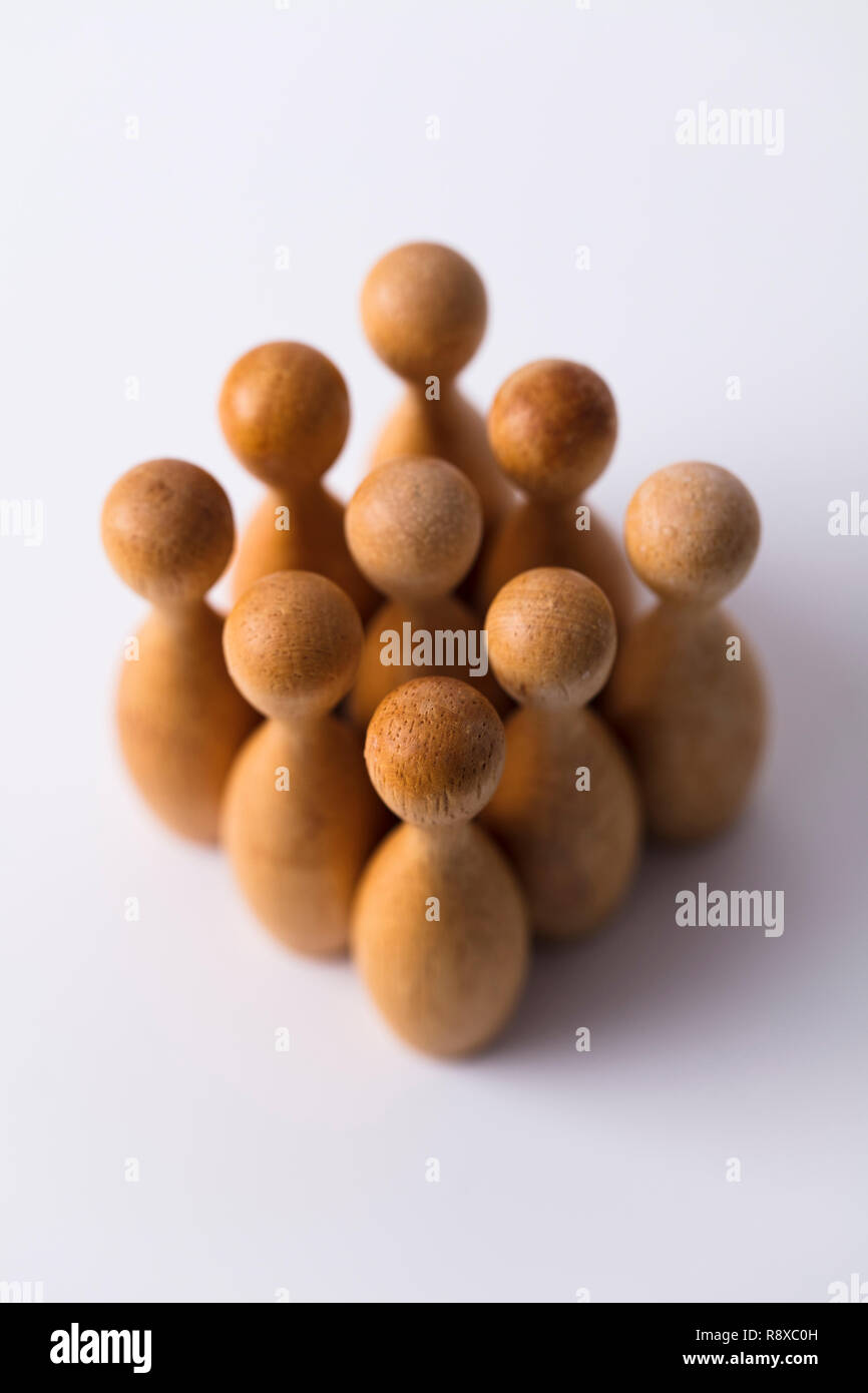 Business team uman resources concept. wooden block figures standing ...