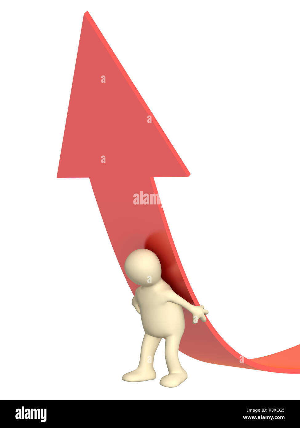 3d puppet, supporting an arrow of red color Stock Photo - Alamy