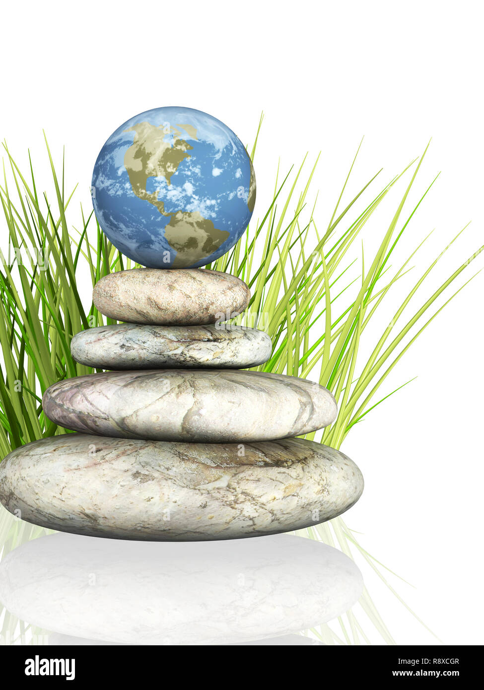 Earth on stones, combined in a tower Stock Photo - Alamy