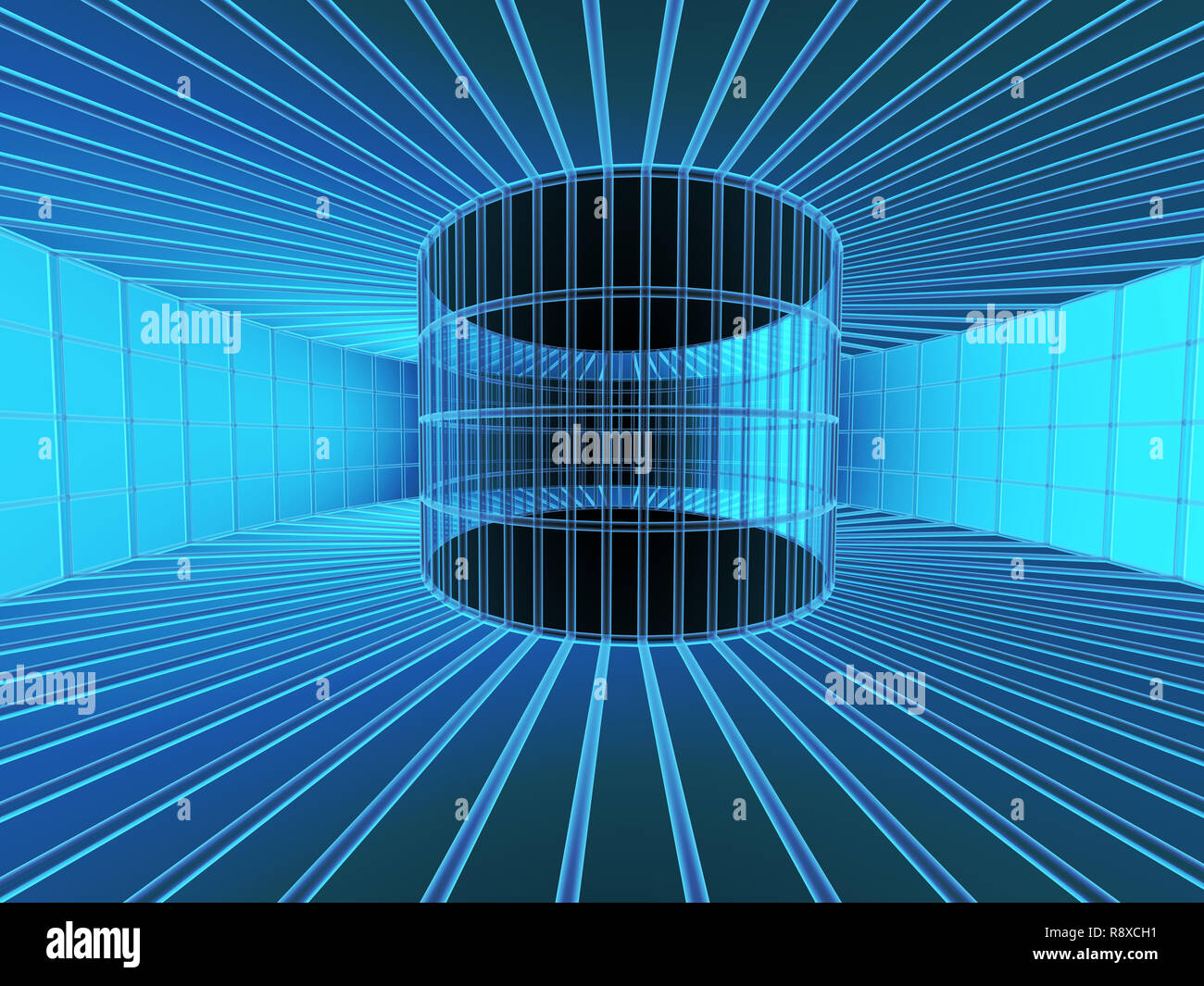 3d blue abstract tunnel from a grid Stock Photo - Alamy