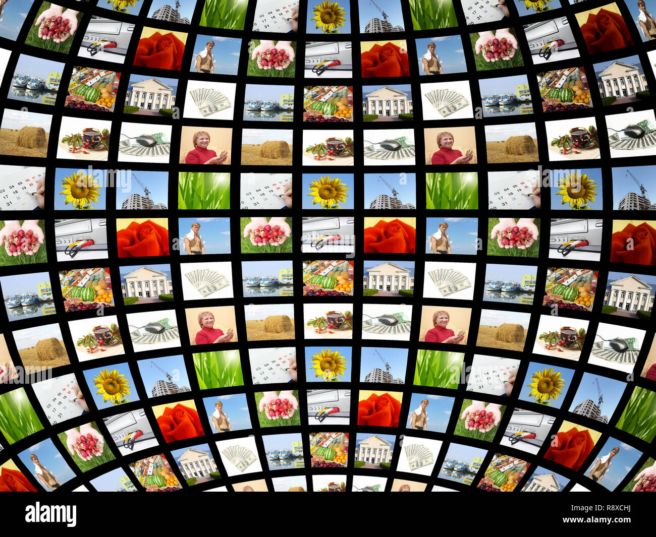 Background - 3d screen with photos Stock Photo - Alamy