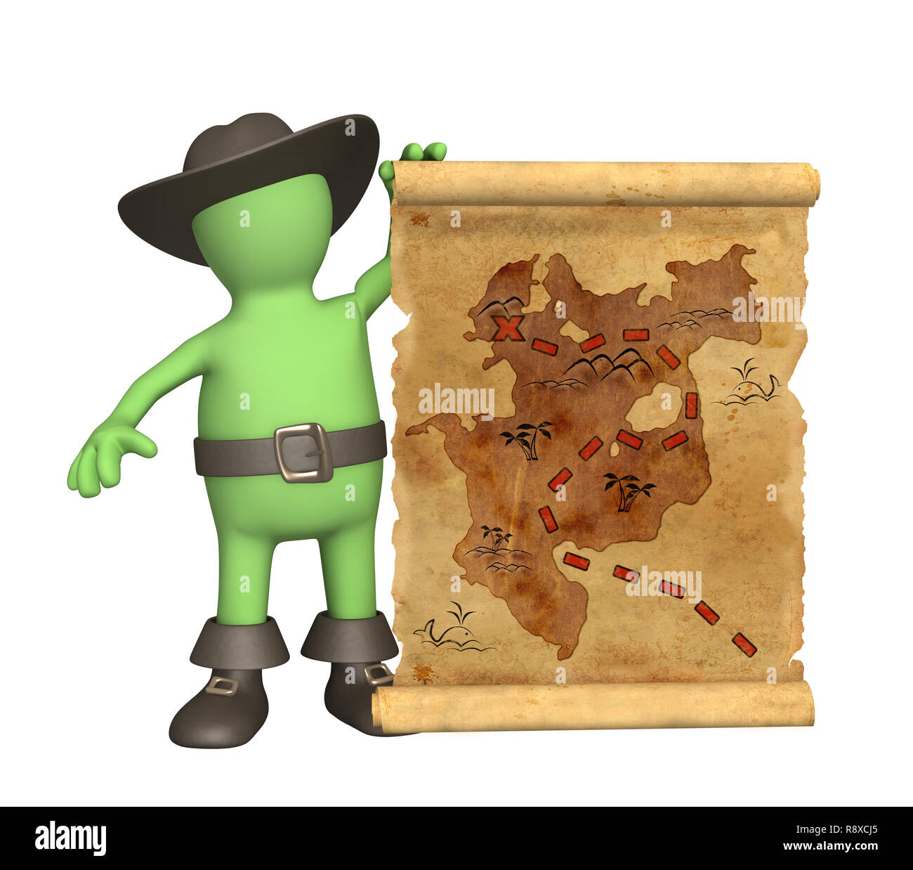 Puppet - pirate with ancient map Stock Photo - Alamy
