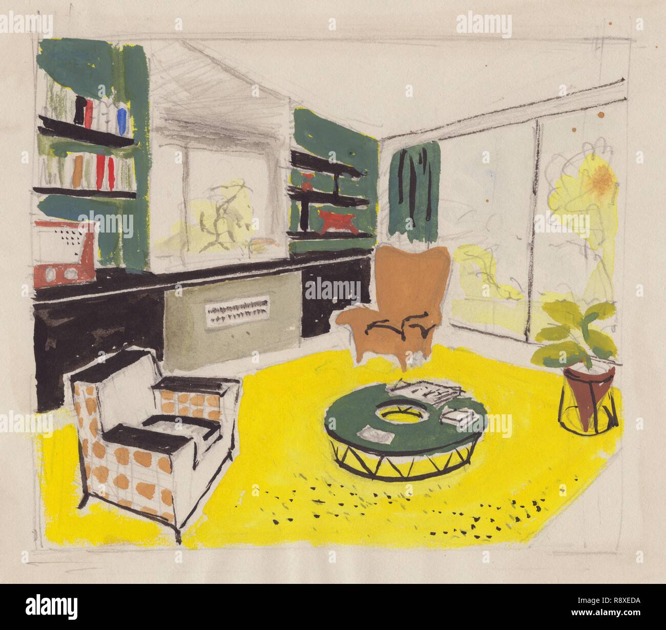 Interior design, 1951. Creator: Shirley Markham Stock Photo - Alamy