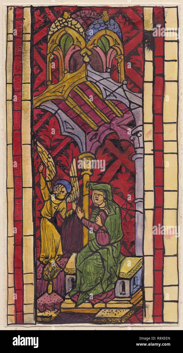 The Annunciation to St Anne, section of stained glass window, 1951 ...