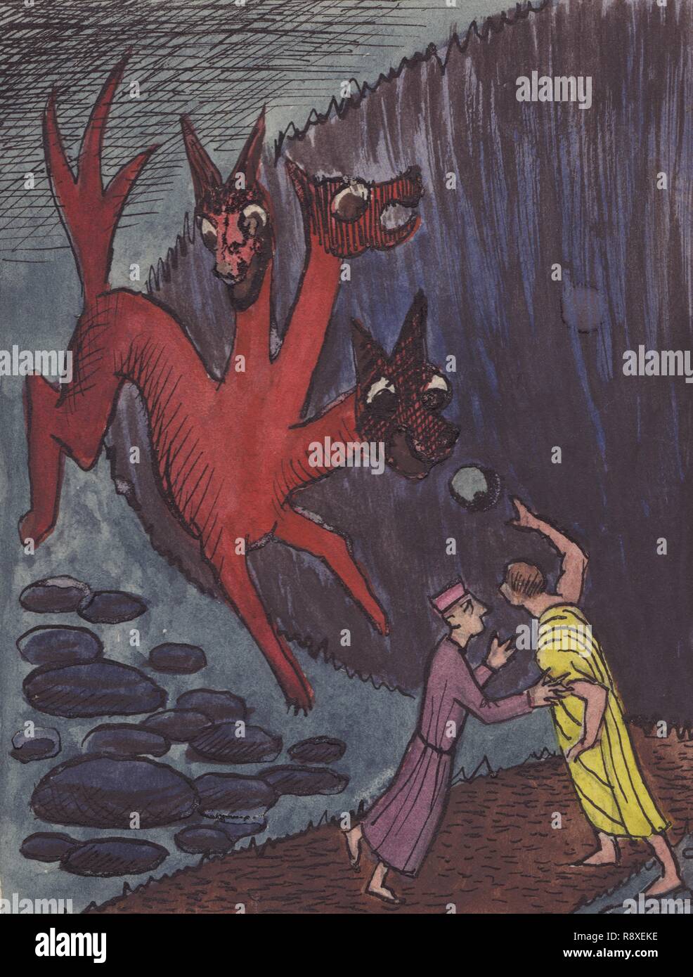 Dante and Virgil with three-headed monster, 1951. Creator: Shirley ...
