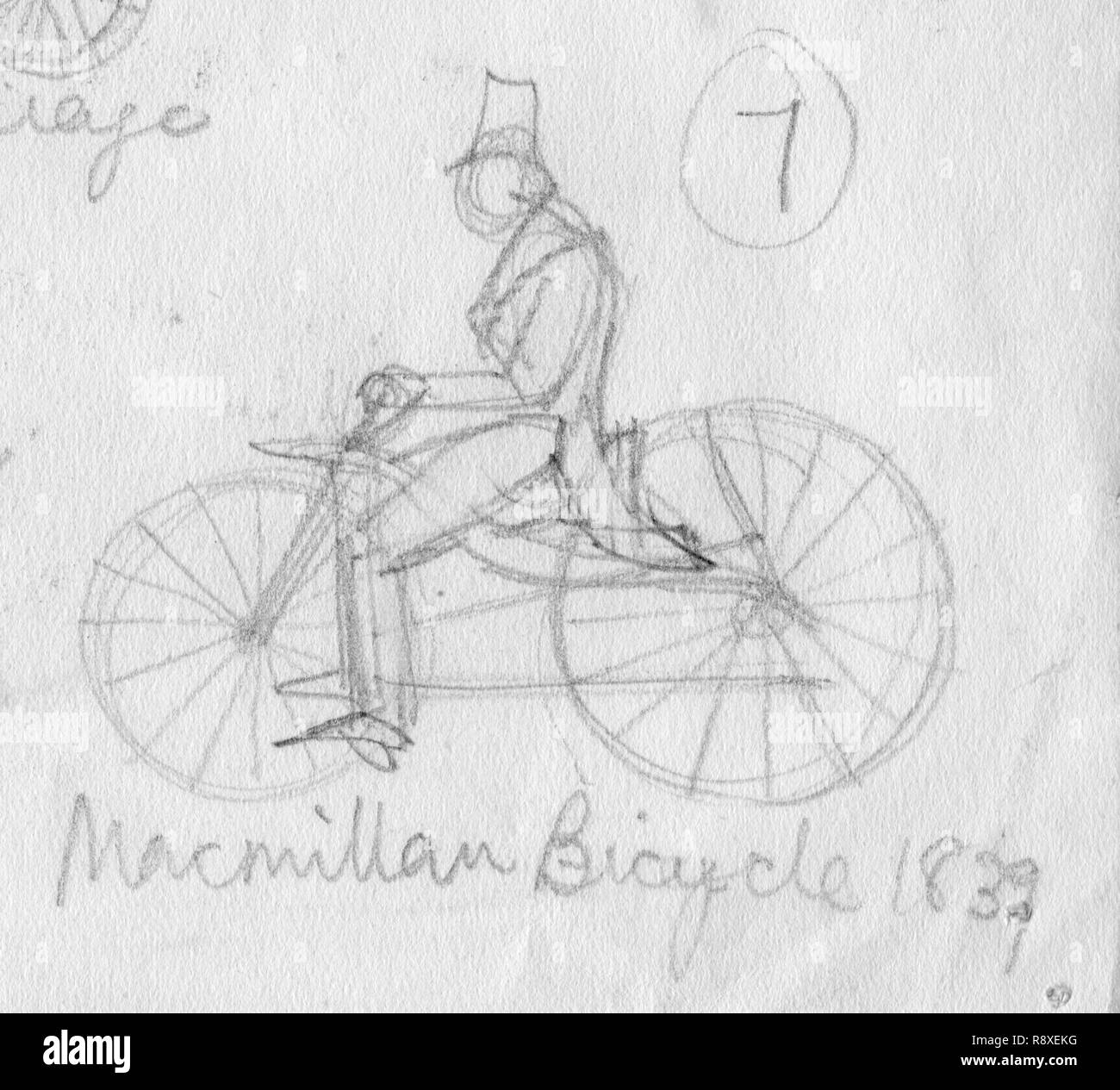 'MacMillan bicycle, 1839', (c1950). Creator: Shirley Markham Stock ...