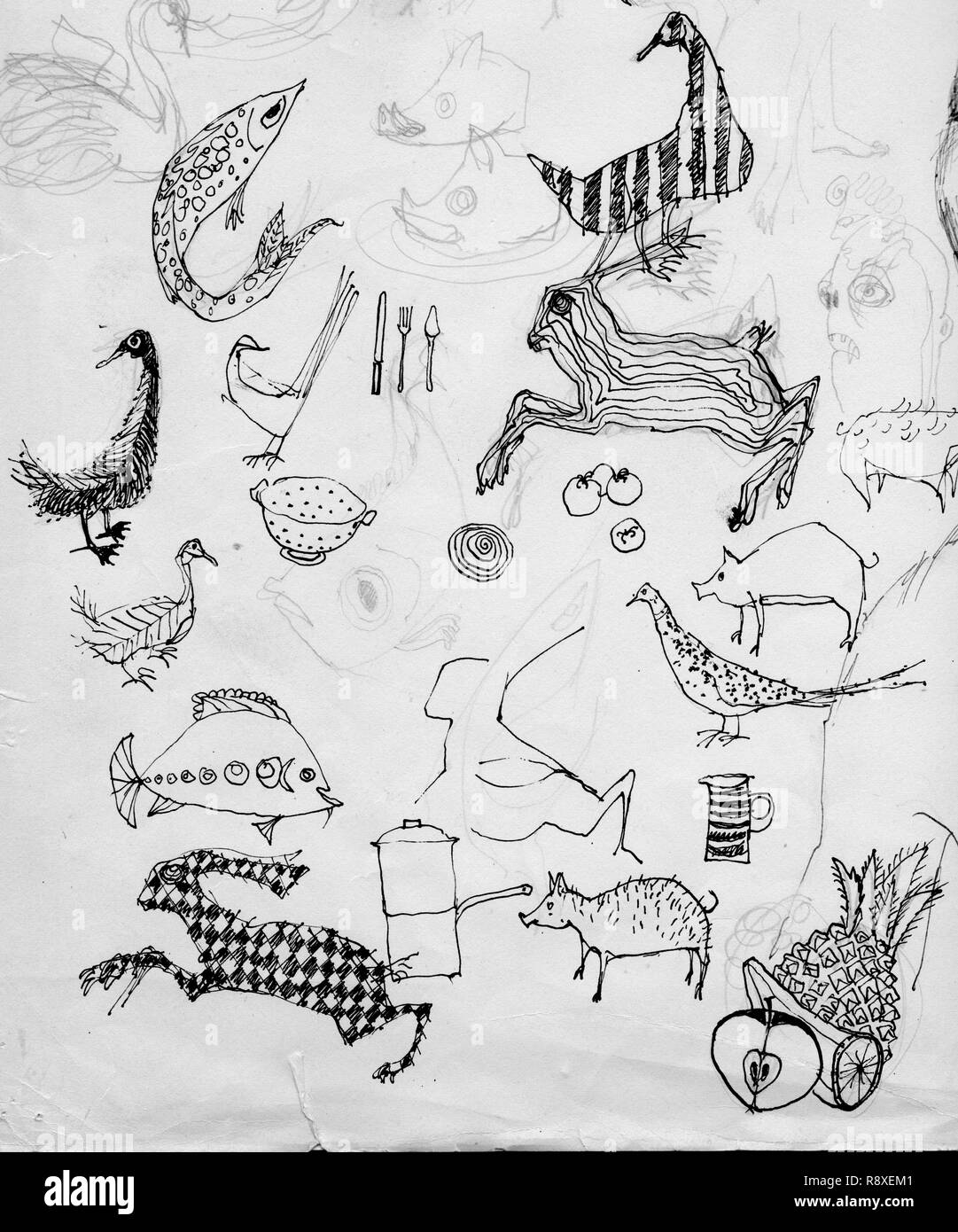 Animal sketches hi-res stock photography and images - Alamy