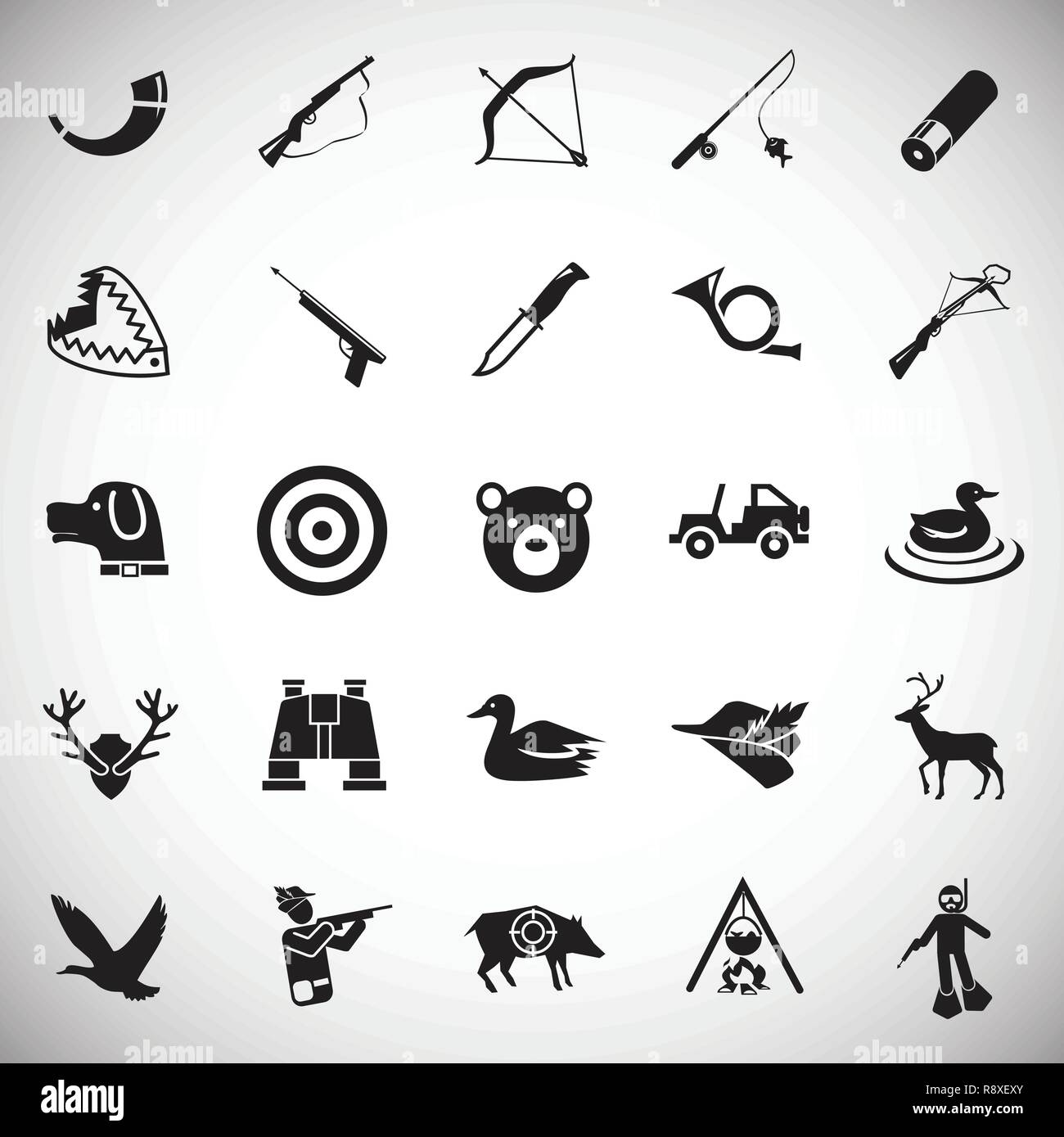 Hunting icon set on white background for graphic and web design, Modern ...