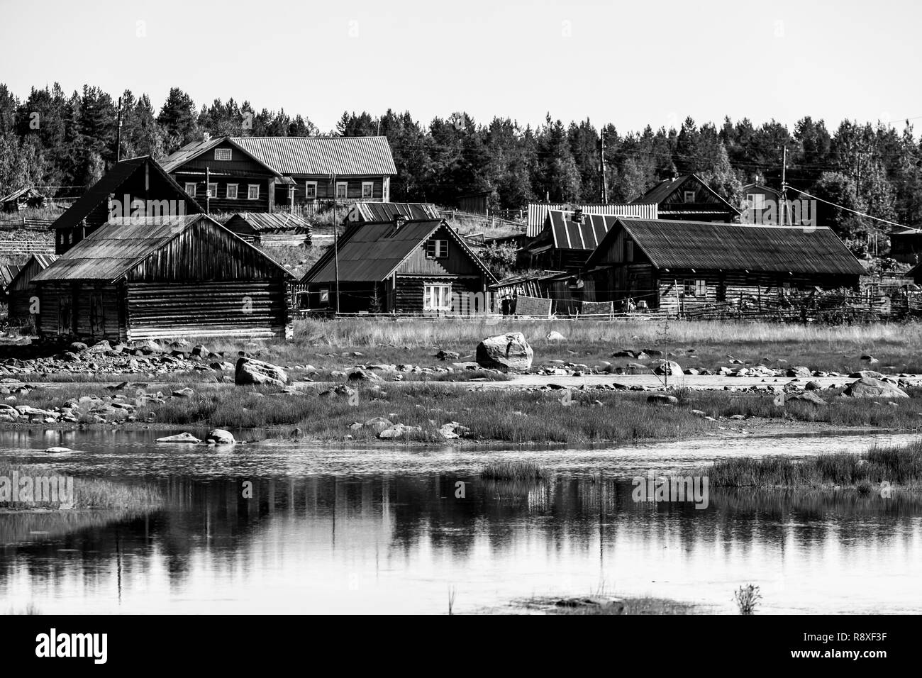 Typical local small Russian village, Republic of Karelia Stock Photo ...