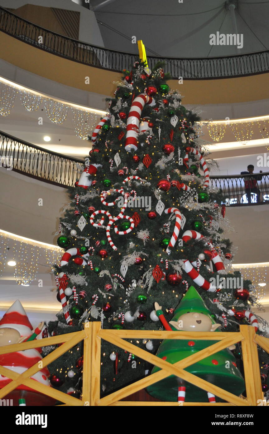 Baguio City December 2018, Xmas trees are displayed in the street and ...