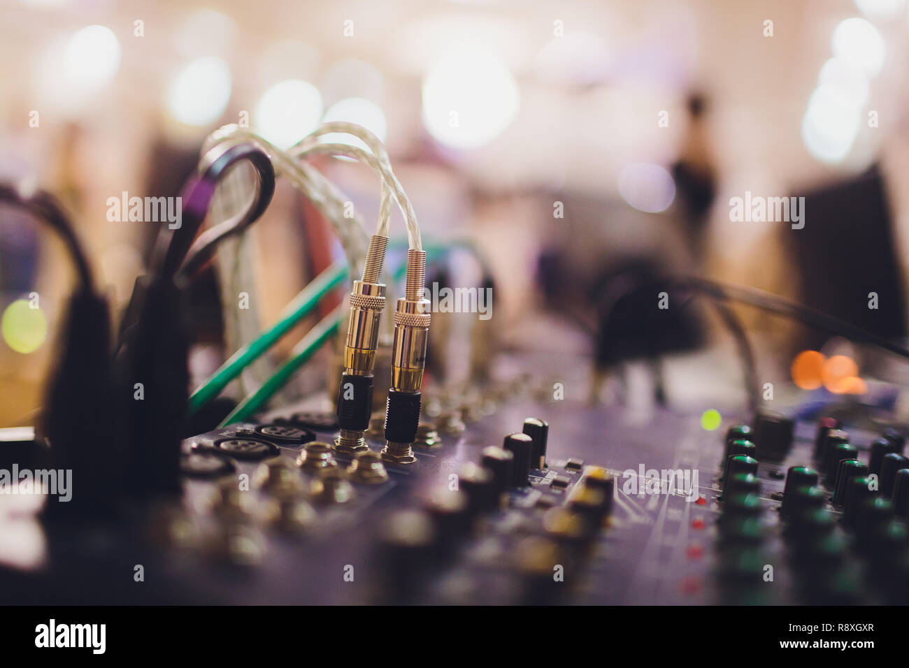 professional sound engineering console with buttons to control the ...