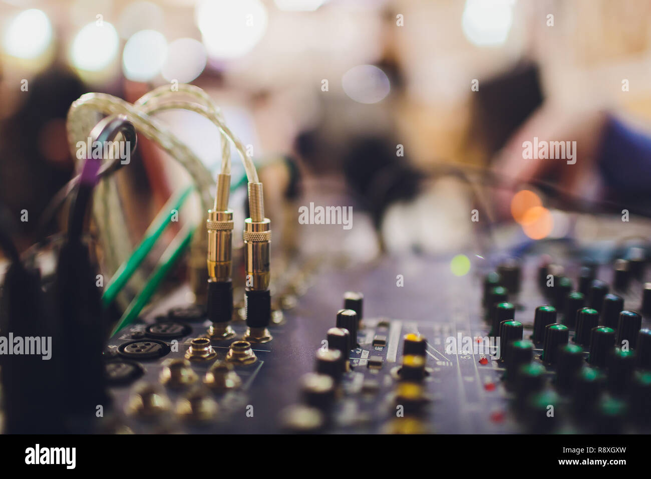 professional sound engineering console with buttons to control the ...