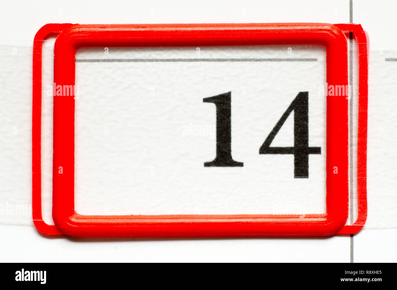 calendar date with number fourteen Stock Photo - Alamy