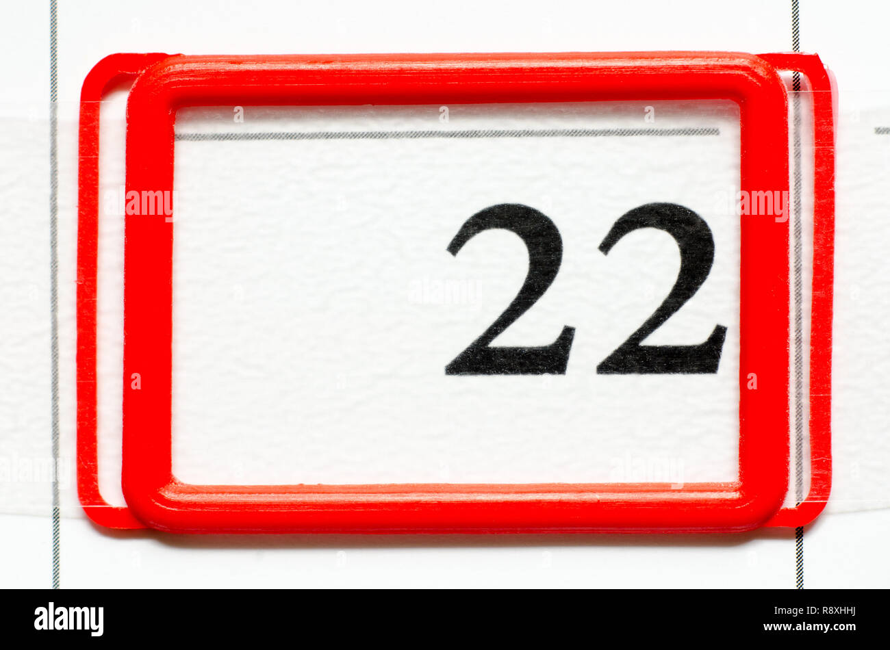 calendar date with number twenty two Stock Photo - Alamy