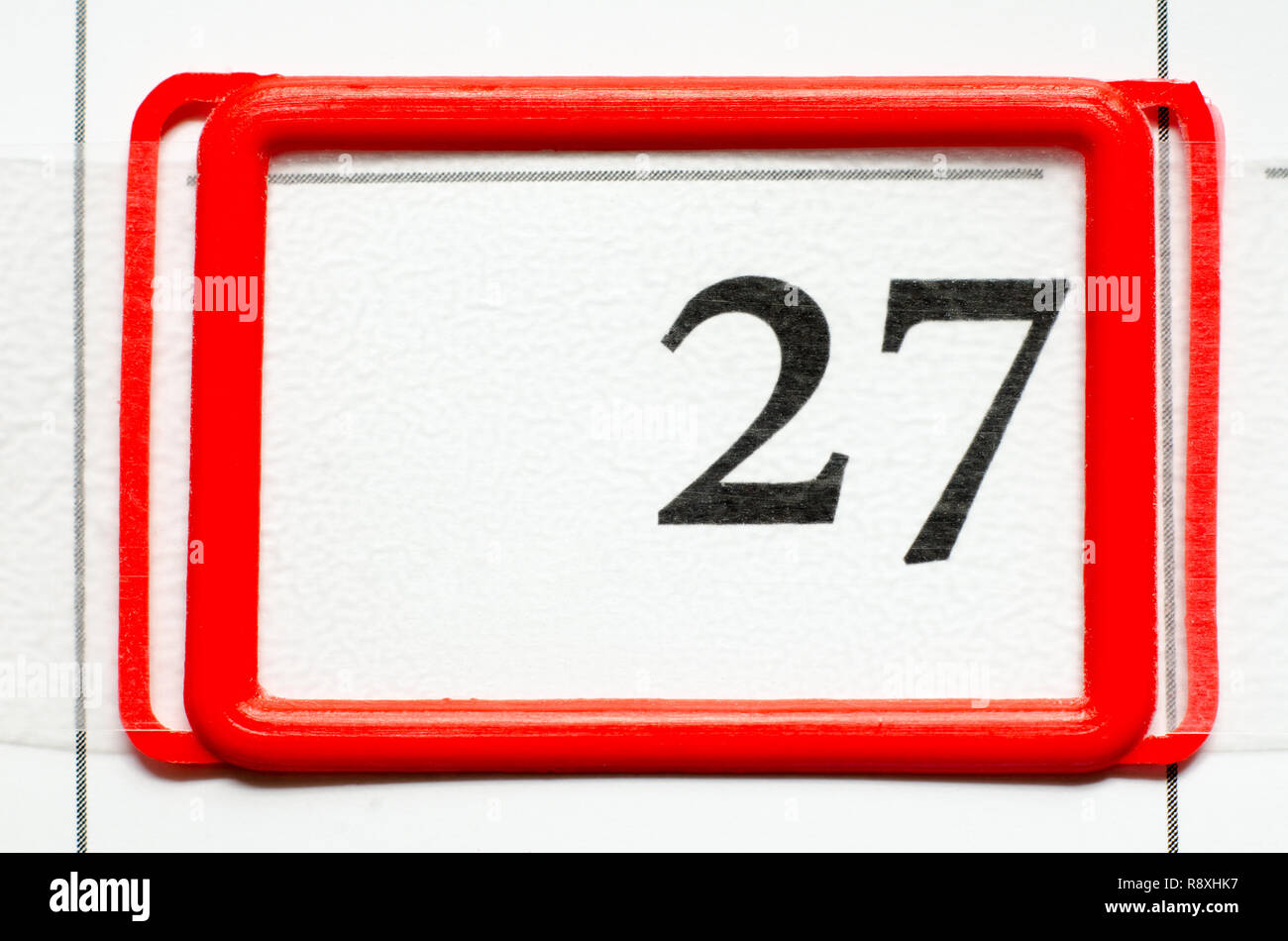calendar date with number twenty seven Stock Photo - Alamy