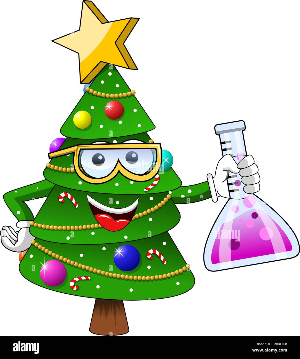 Happy Christmas or xmas character or mascot chemist isolated on white ...
