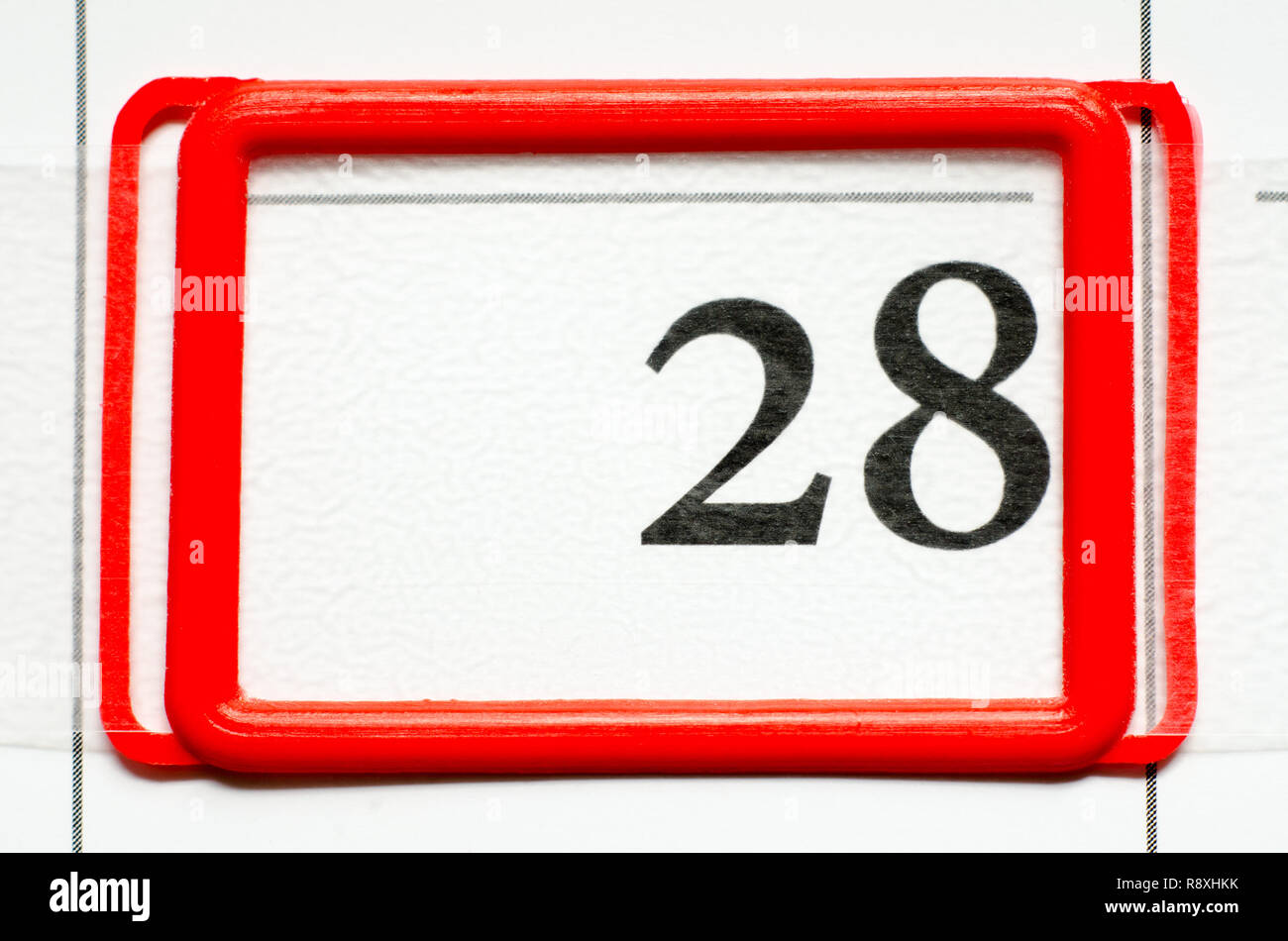 calendar date with number twenty eight Stock Photo - Alamy