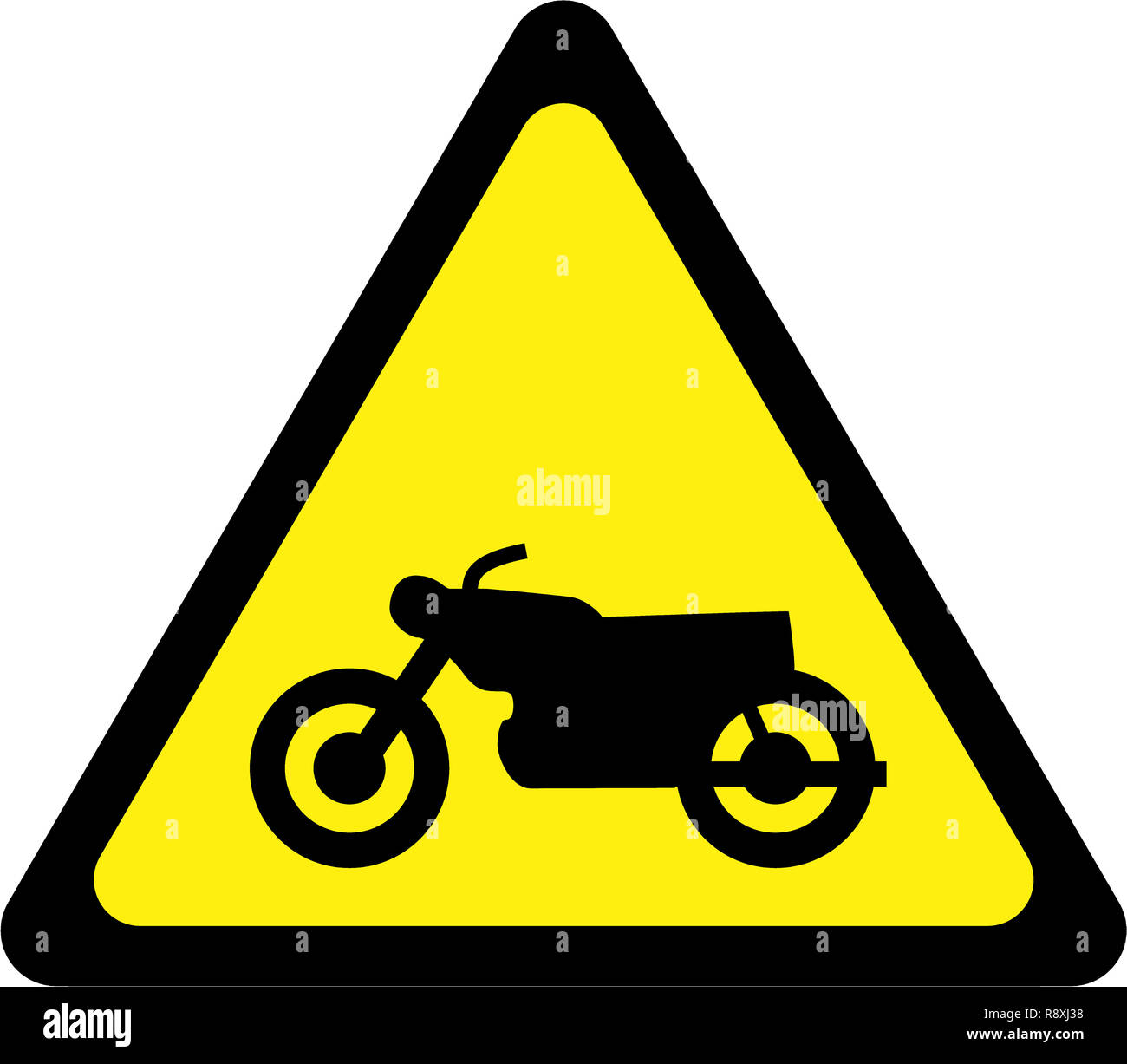 Warning sign with motocycle symbol Stock Photo - Alamy
