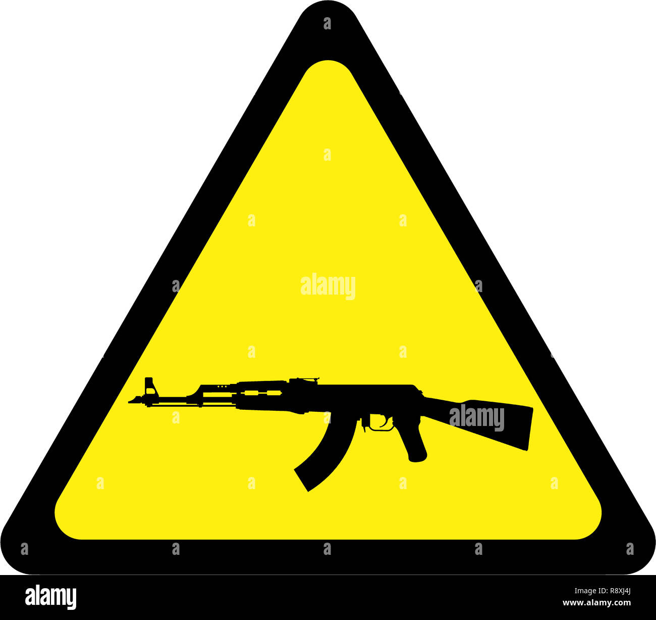 Warning sign with rifle symbol Stock Photo - Alamy