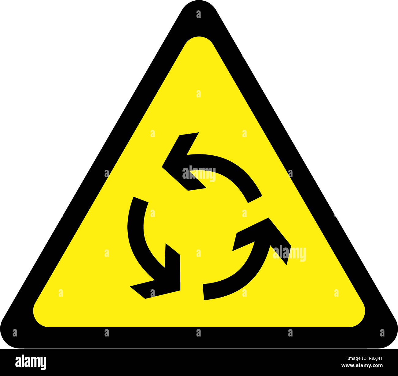 Warning sign with roundabout symbol Stock Photo - Alamy