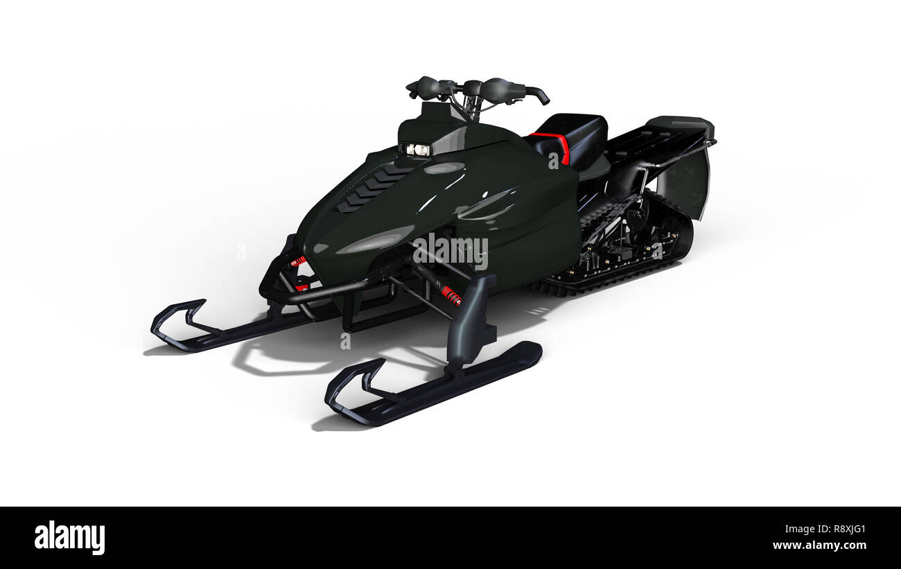 Snowmobile, motor sled, snow jet ski isolated on white background, 3D ...