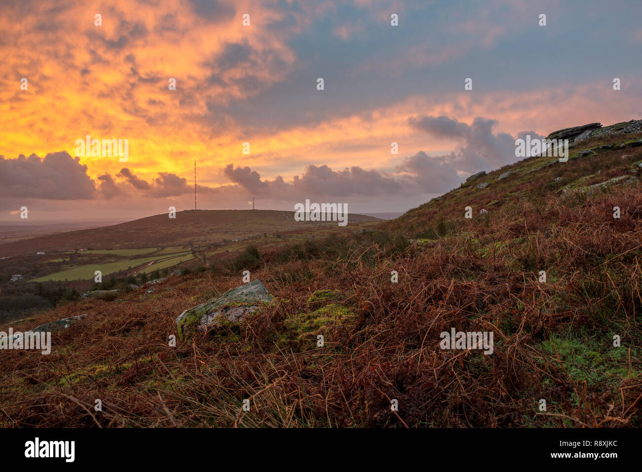 Sunrise at with beautiful clouds and colours in the sky, Stowes Hill ...