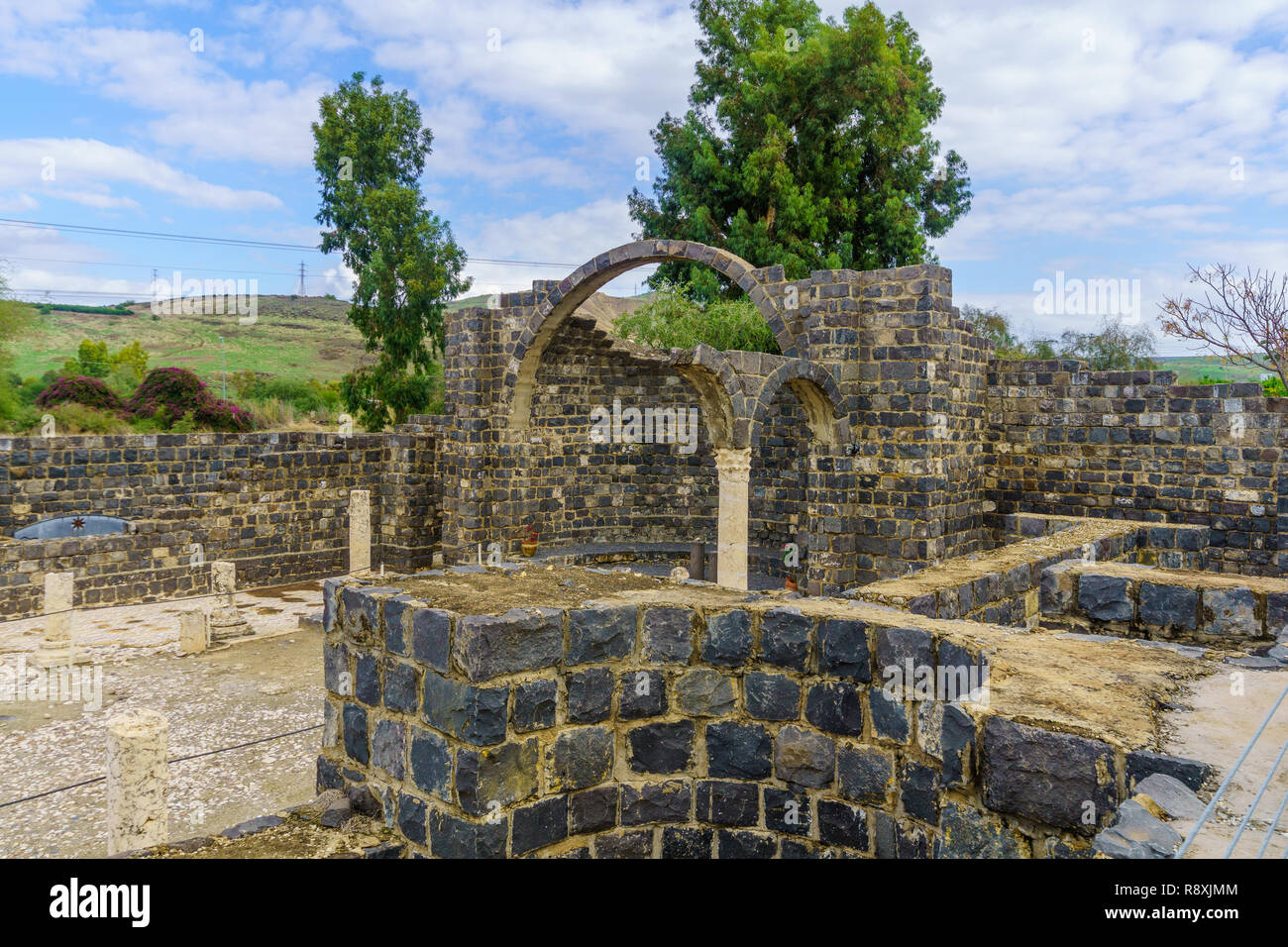Remains of a Byzantine monastery, in Kursi National Park, Golan Heights ...