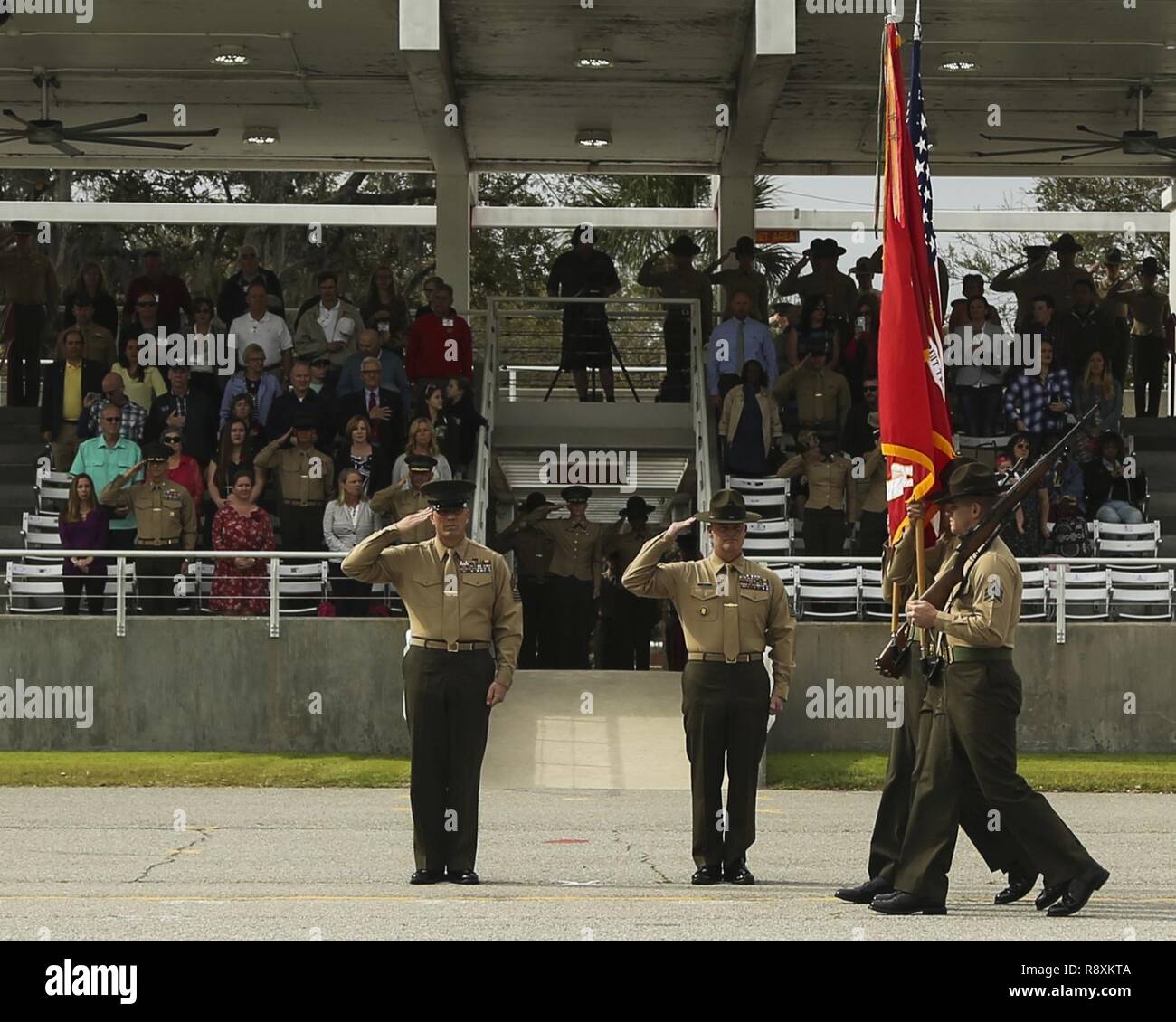 U.S. Marine Corps Sgt. Maj. Howard Kreamer, (left) and Sgt. Maj. Paul ...