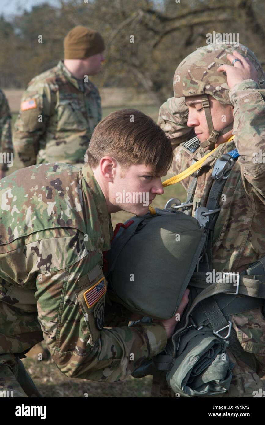 A U.S. Army Jumpmaster assigned to Special Operations Command Europe ...