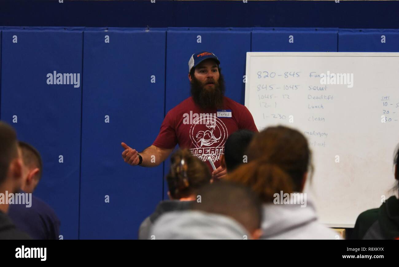 Jared Enderton, lead instructor, outlines the day’s activities during ...