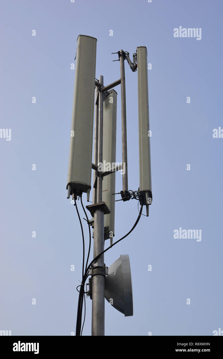 Telecommunications tower cells for mobile communications Stock Photo ...