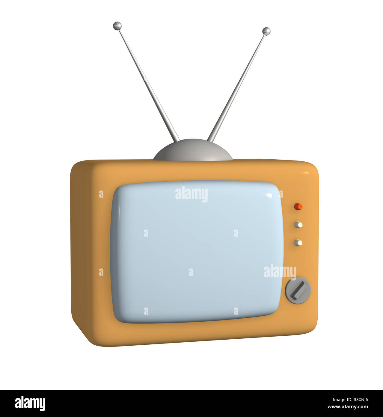 3d stylized model of a retro of the television. Objects over white ...