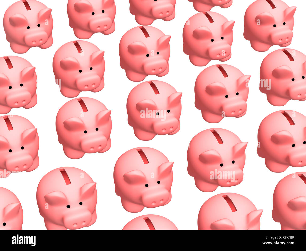 Background - lot of 3d pigs of the coin boxes . Objects over white ...