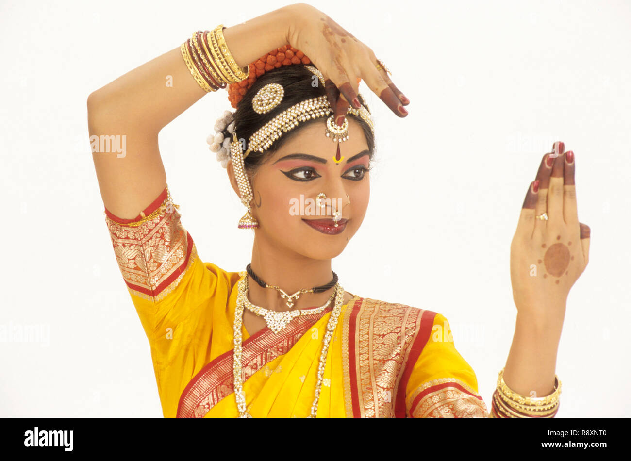 woman performing bharatnatyam classical dance, emotion, shringar, india ...