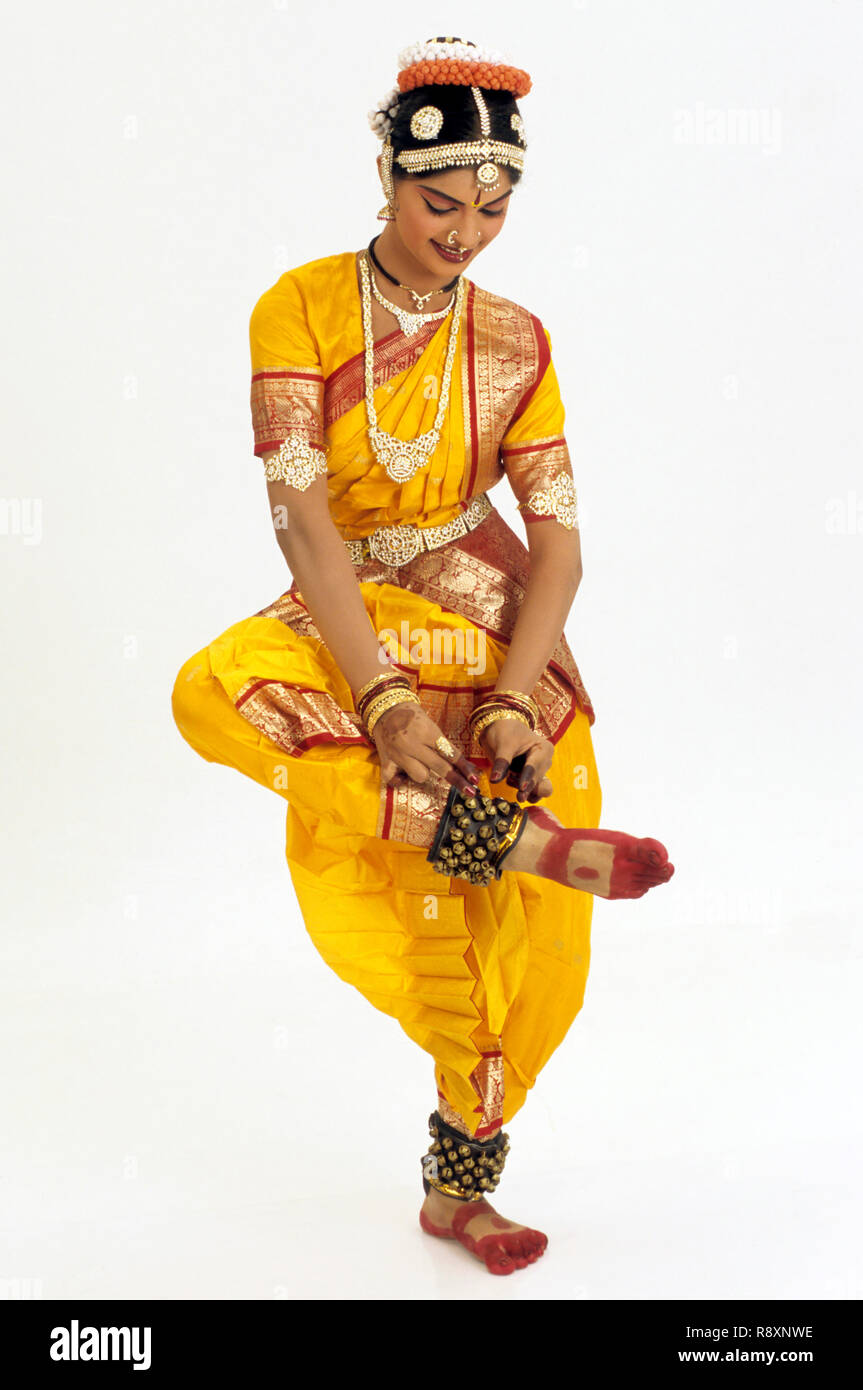 Bharatnatyam, woman performing classical dance of india, mudra of Tying ...