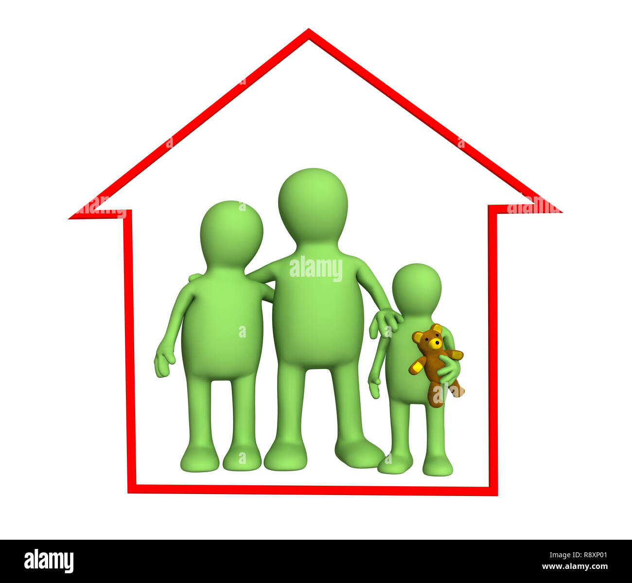 Happy family in the house. Object over white Stock Photo - Alamy
