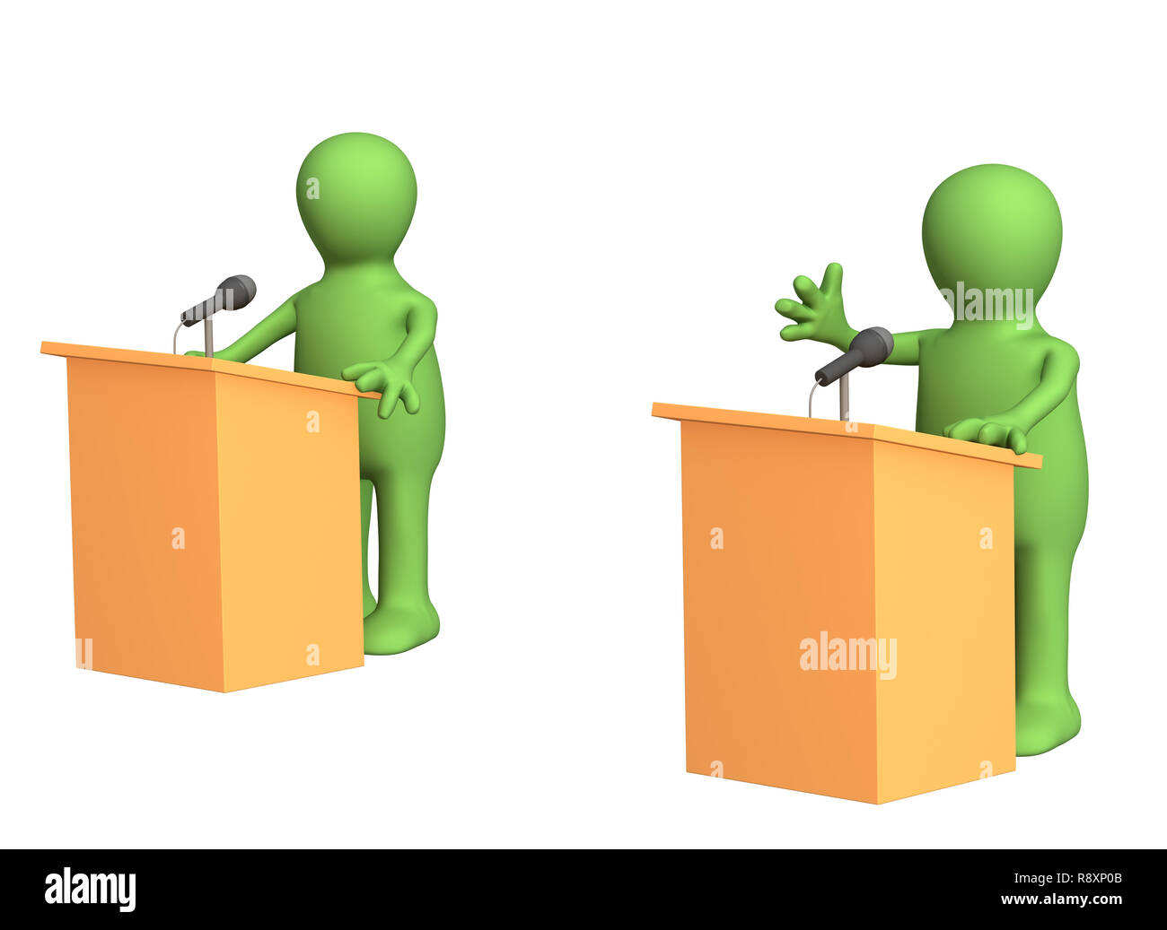 3d people - puppets, participating political debate. Object over white ...