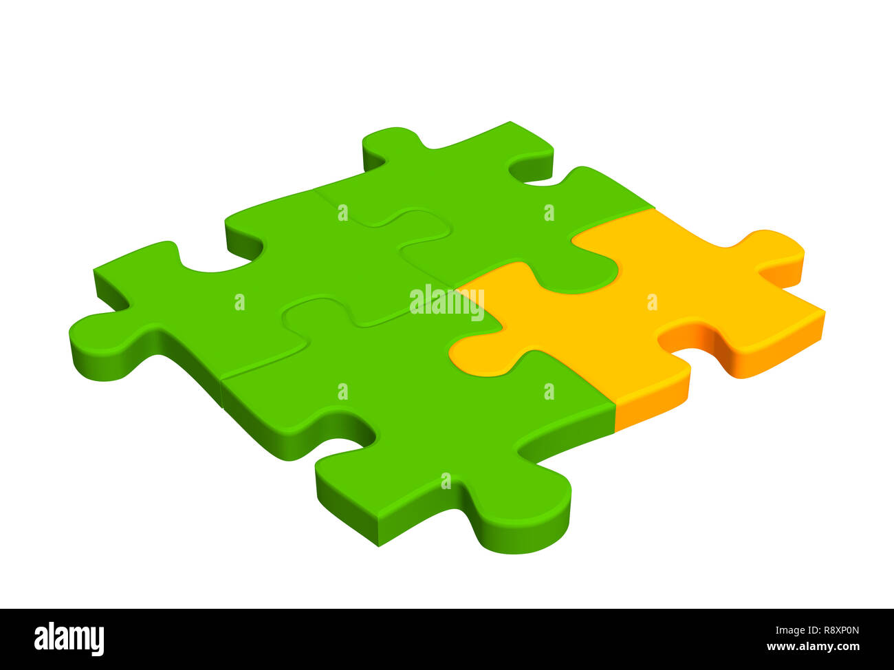 Four pieces of a puzzle combined together. Objects over white Stock ...