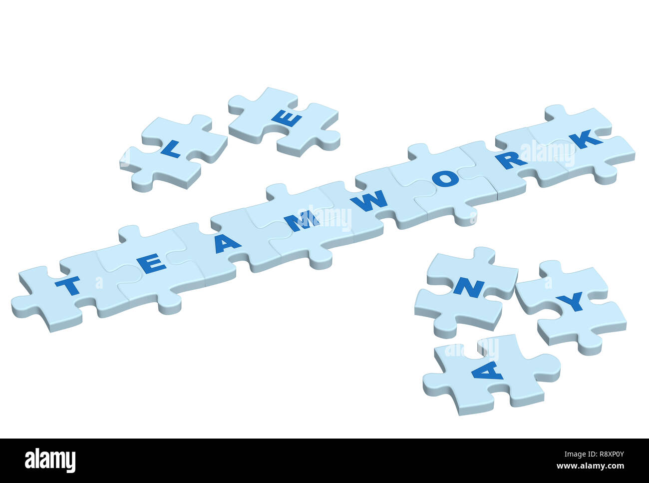 Word teamwork from slices of a puzzle. Objects over white Stock Photo ...