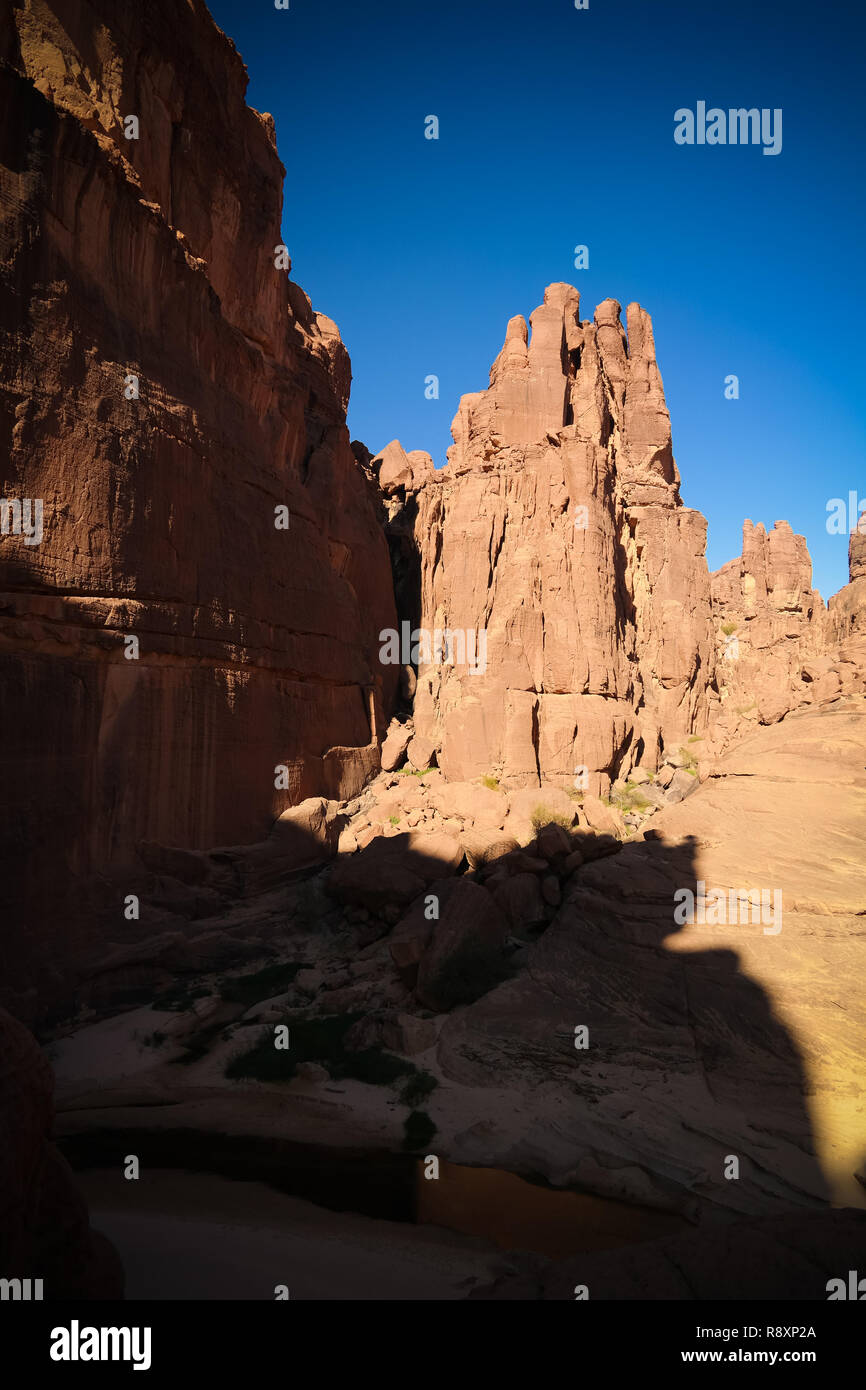 Panorama inside canyon aka Guelta d'Archei, East Ennedi, Chad Stock ...