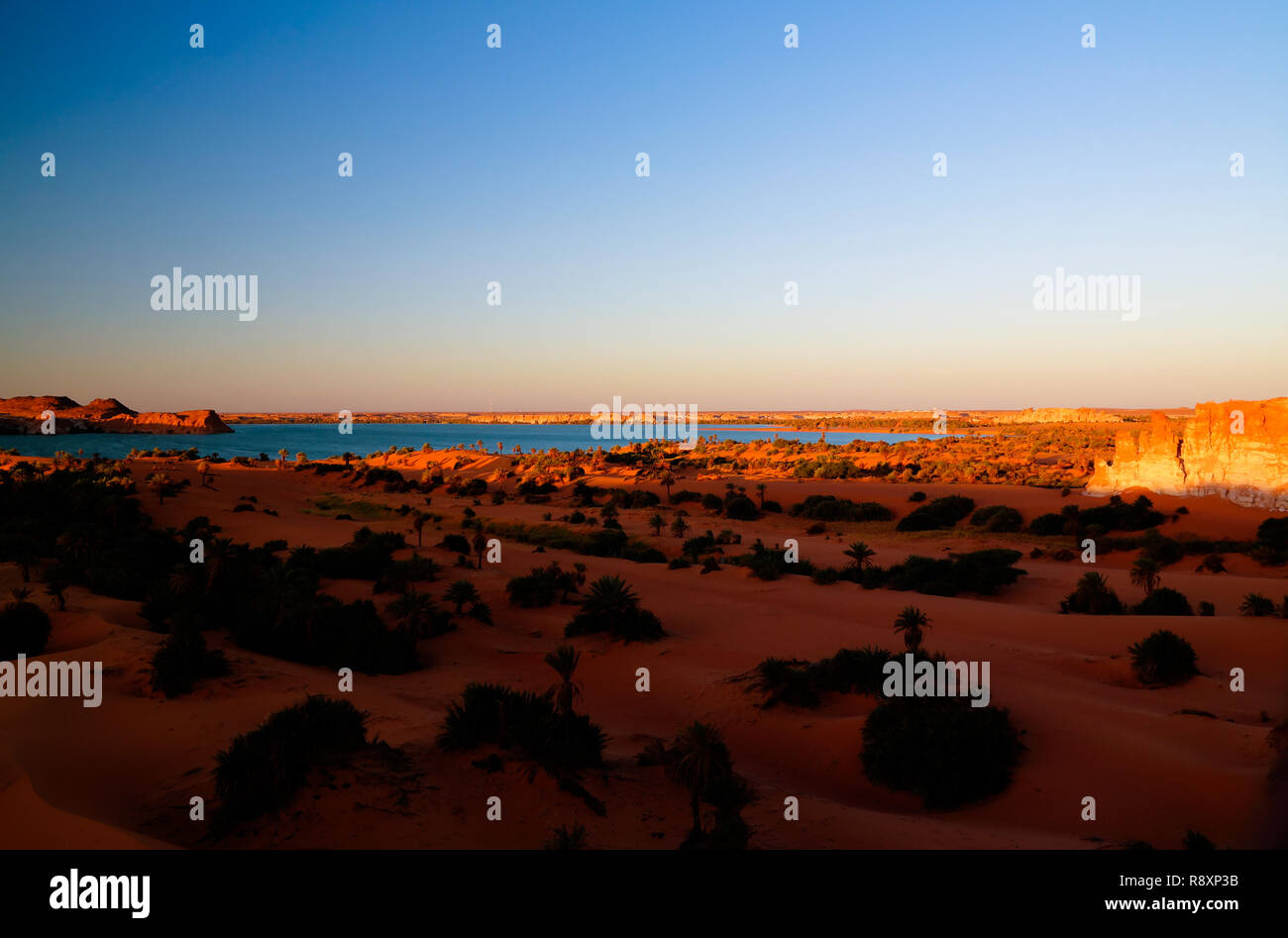 aerial Panoramic view to Yoa lake group of Ounianga kebir lakes an ...