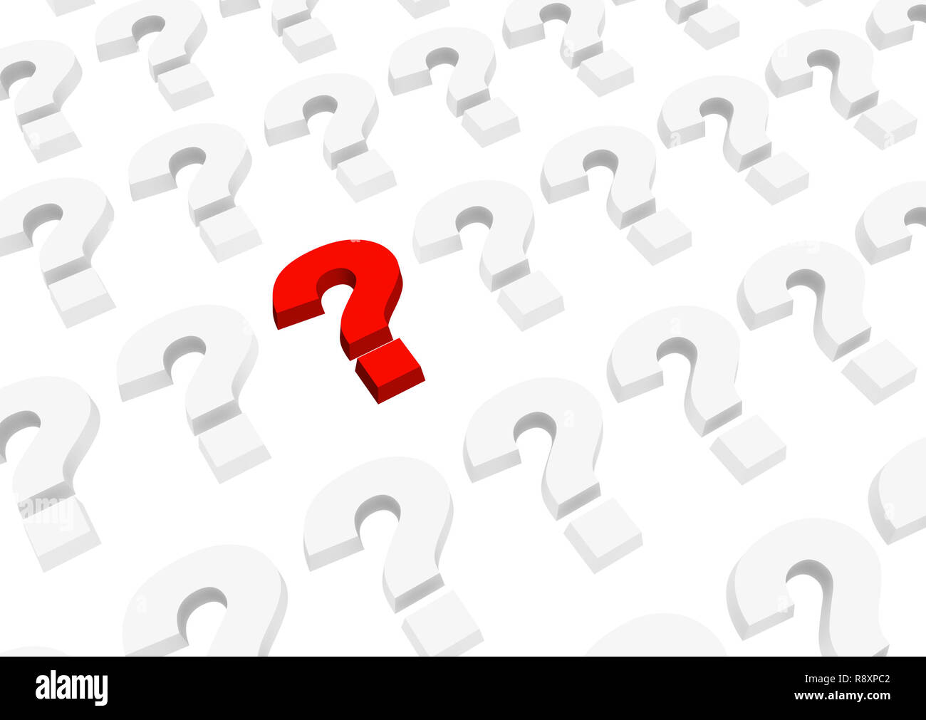 3d bright red question mark. Object over white Stock Photo - Alamy