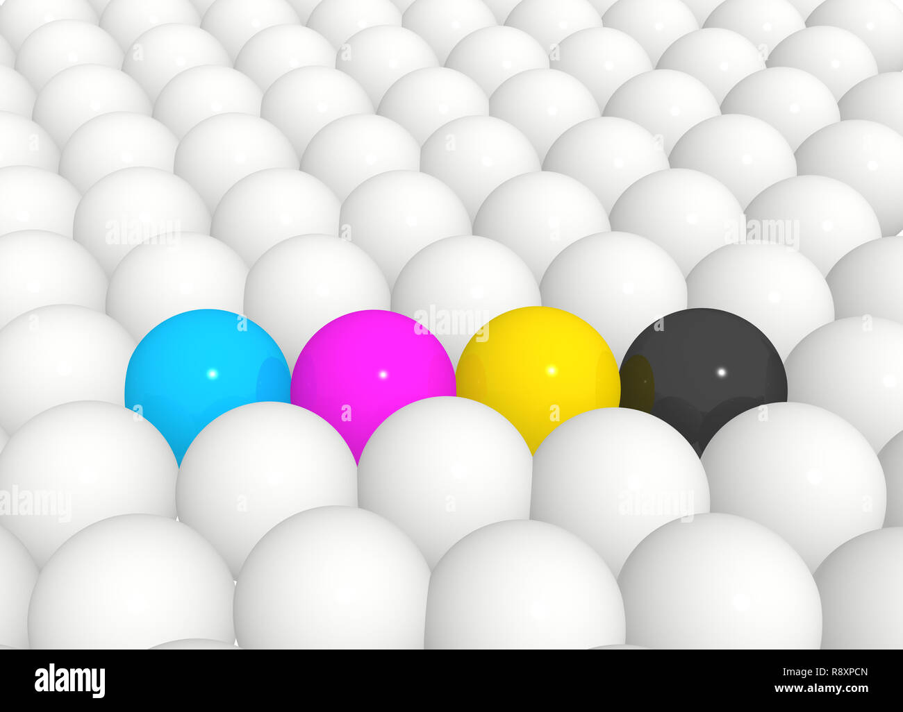 Spheres painted in colors of a palette CMYK Stock Photo - Alamy