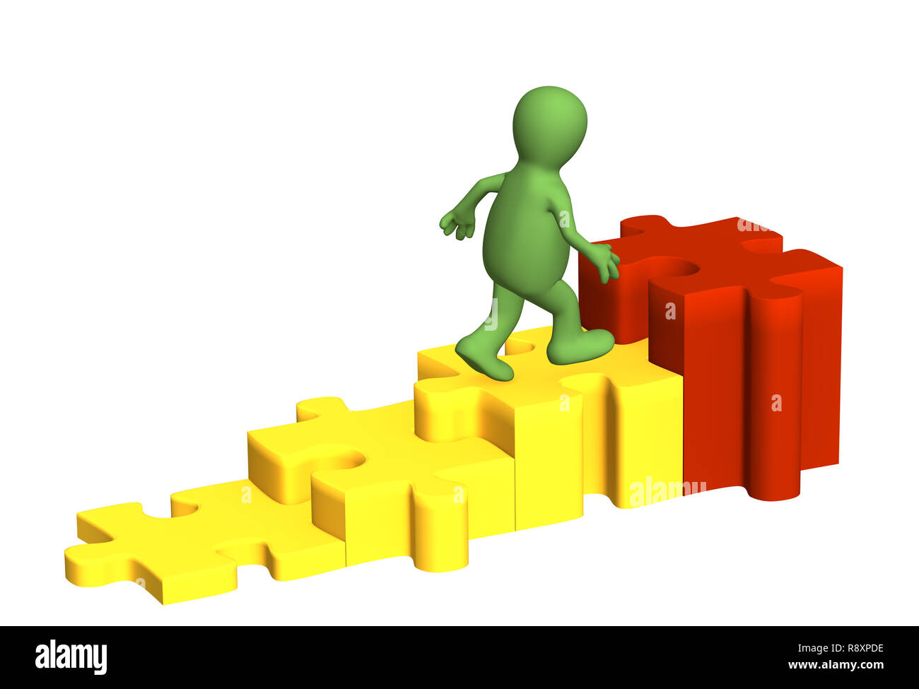 3d person puppet, rising under diagram. Object over white Stock Photo ...